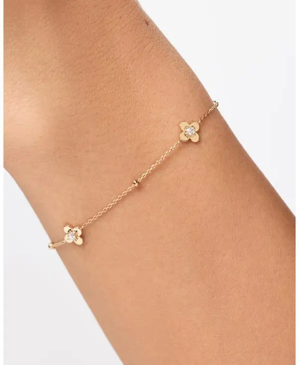 ANA LUISA Flower Station Bracelet - Gold/diamond