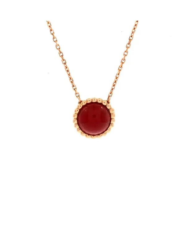 VAN CLEEF & ARPELS Perlee Couleurs Pendant Necklace 18k Rose Gold And Carnelian 16.5 - Pink