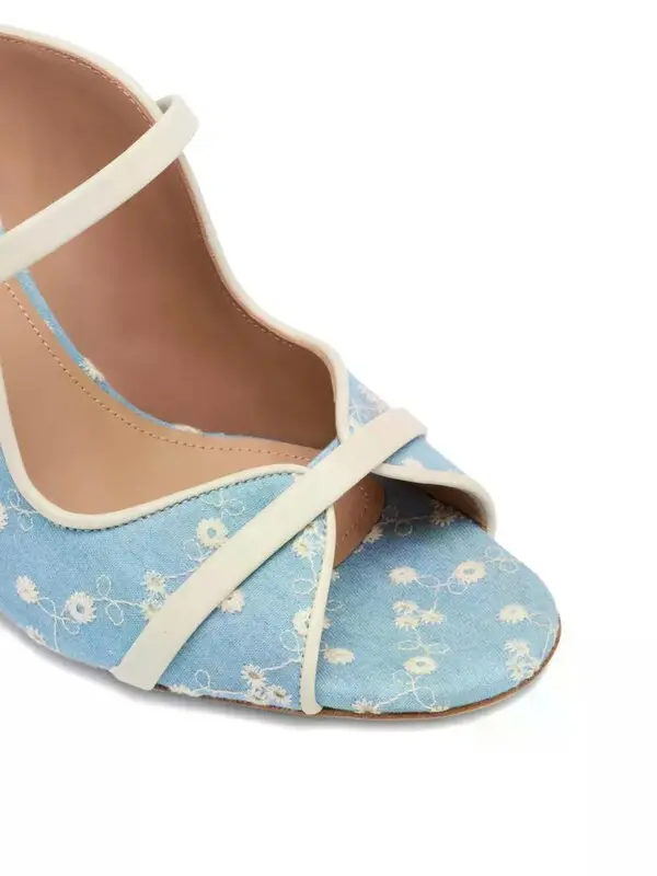 MALONE SOULIERS Norah Floral-printed Heeled Sandals - Blue