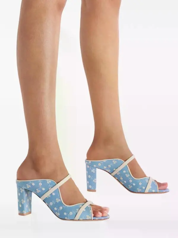 MALONE SOULIERS Norah Floral-printed Heeled Sandals - Blue