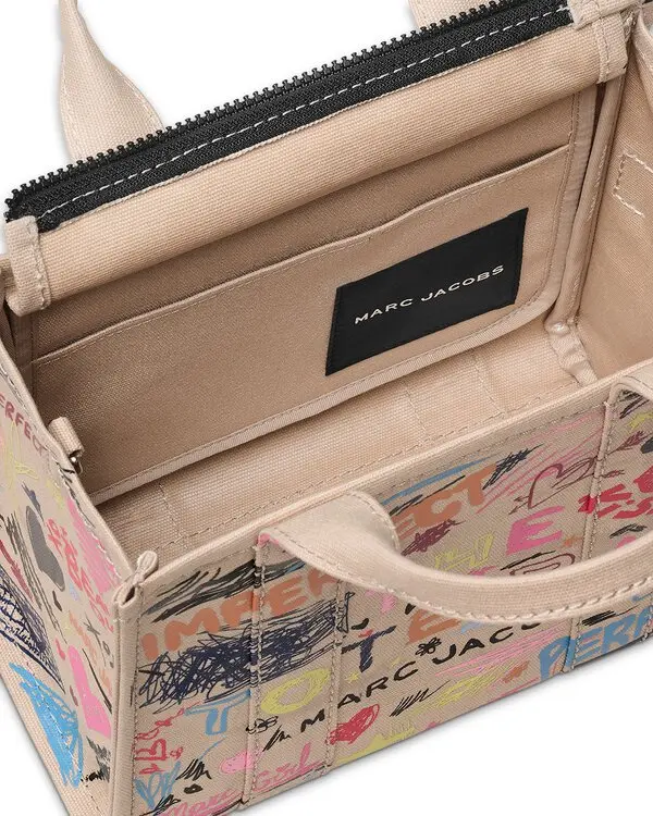 Marc Jacobs The Punk Scribble Canvas Small Tote Bag - Beige