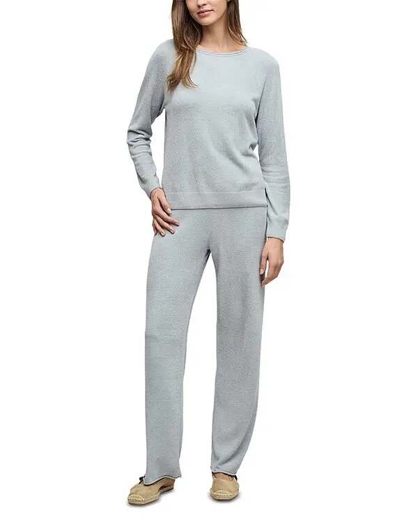 Barefoot Dreams Cozychic Ultra Lite Jersey Roll Pullover Top & Wide Leg Pants Pajama Set - Frost