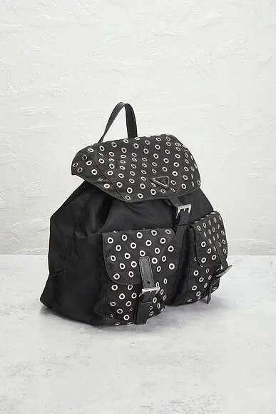 Prada Grommet Embellished Tessuto Backpack