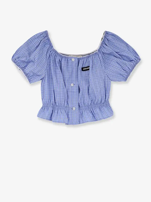 Miu Miu Striped Cotton Top - Blue