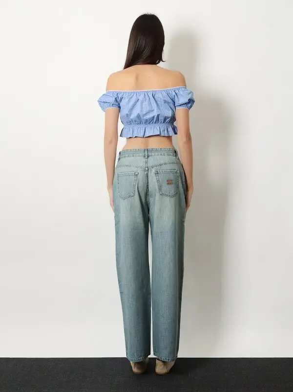Miu Miu Striped Cotton Top - Blue