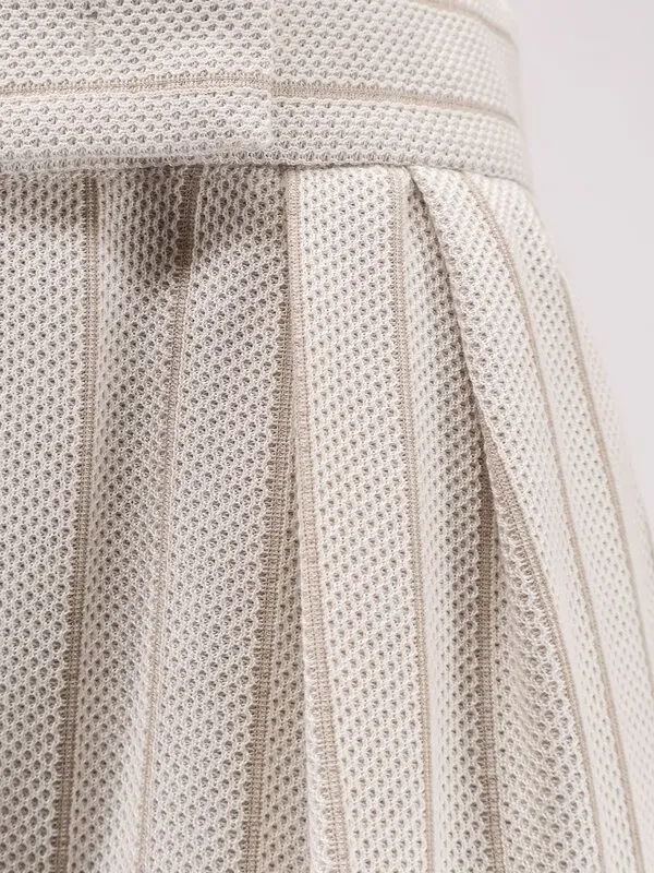 Max Mara Wide Leg Pinstripe Cotton Trousers - White