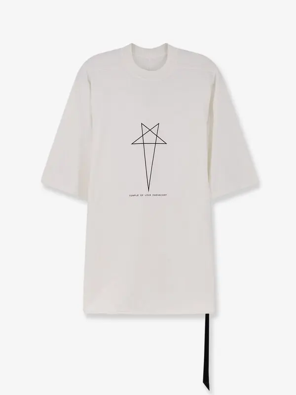 Rick Owens Cotton Tshirt With Logo On The Front - White