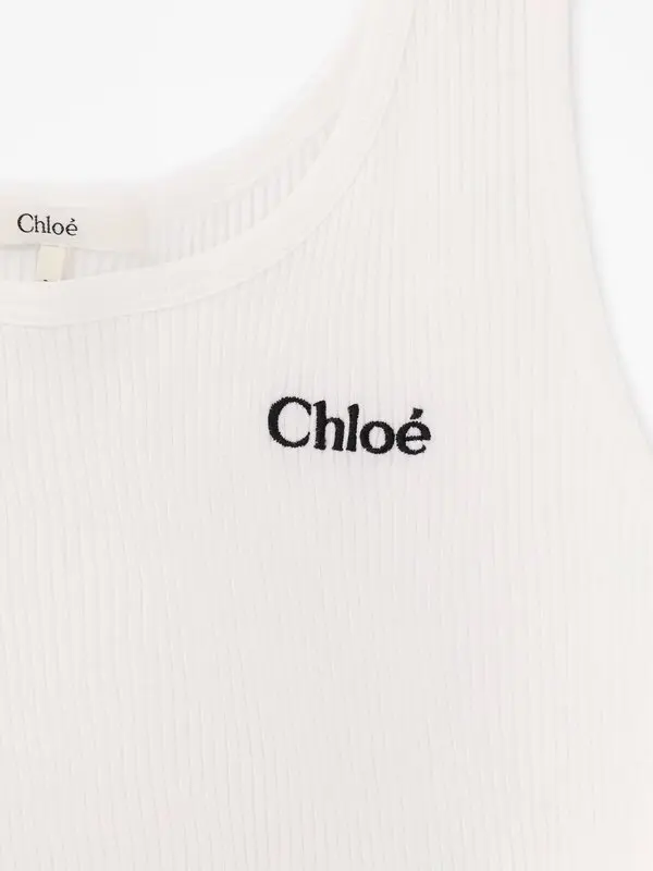 Chloé Ribbed Cotton Tank Top