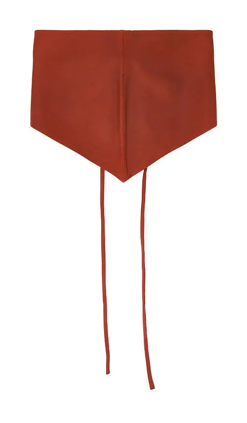 ZIAH Leather Scarf In Red - Vermilion Red