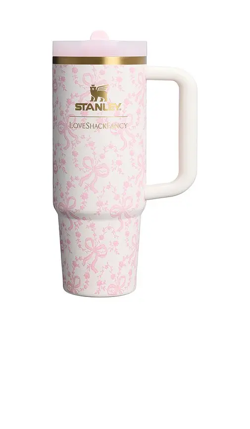 STANLEY X Loveshackfancy The Quencher Protour Flip Straw Tumbler 30oz In Pink - Coquette Bow Chantilly