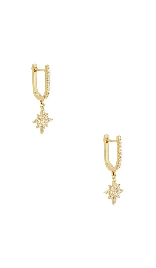 STONE AND STRAND Northern Star Pave Huggie Earrings - 14k Yellow Gold & White Diamond