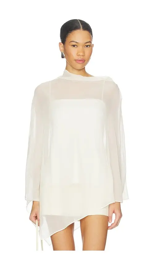 L'academie Evolet Top With Sheer Chiffon Shawl