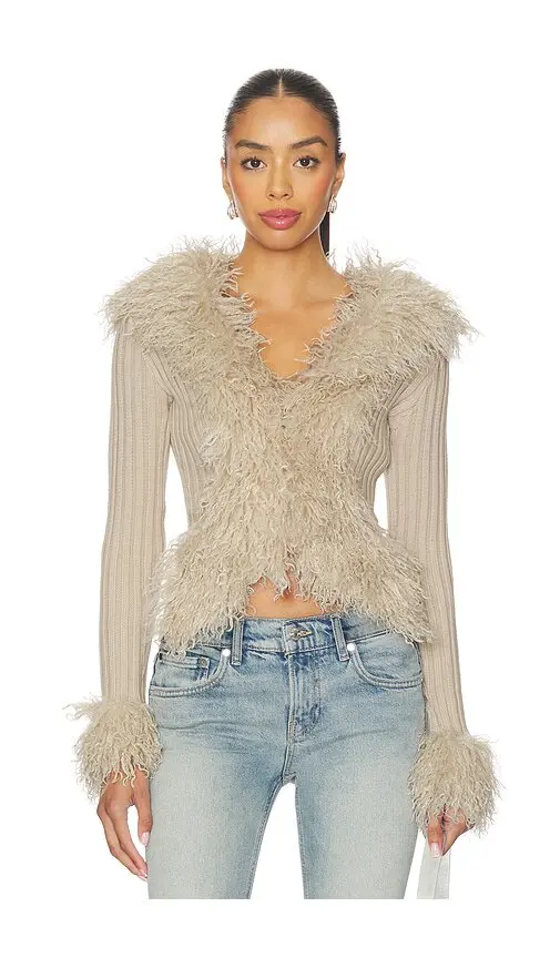 I.AM.GIA Cressida Faux Fur Trimmed Sweater - Neutral