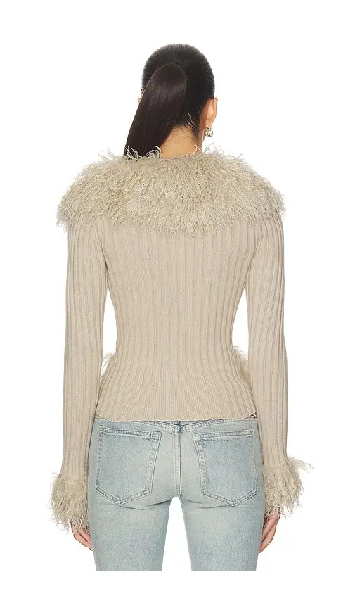 I.AM.GIA Cressida Faux Fur Trimmed Sweater - Neutral