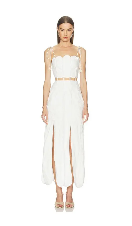 Azulu Malta Dress With Scalloped Neckline And Waist Cut-out Detail