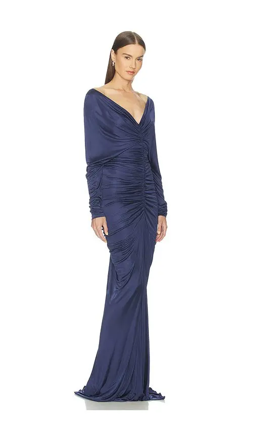 Atlein V Neck Ruched Gown