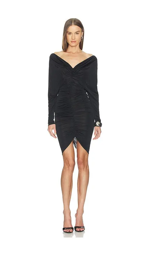 Atlein V-neck Ruched Mini Dress