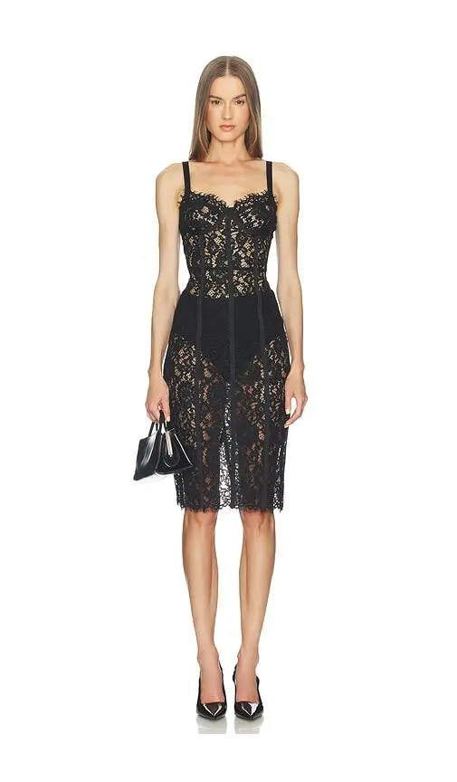 L'Agence Jennifer Lace Bustier Midi Dress