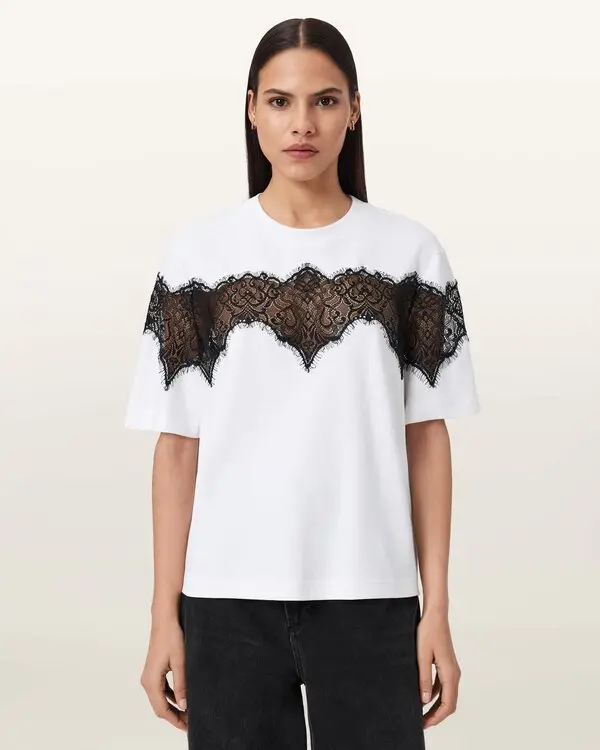 ALLSAINTS Lisa Lace Amelie T-shirt - White