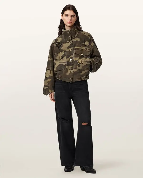 ALLSAINTS Clay Camo Patch Jacket - Camo Green