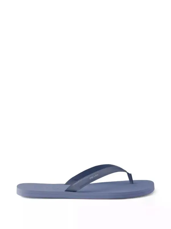 Prada Embossed-leather Flip-flop Sandals - Blue