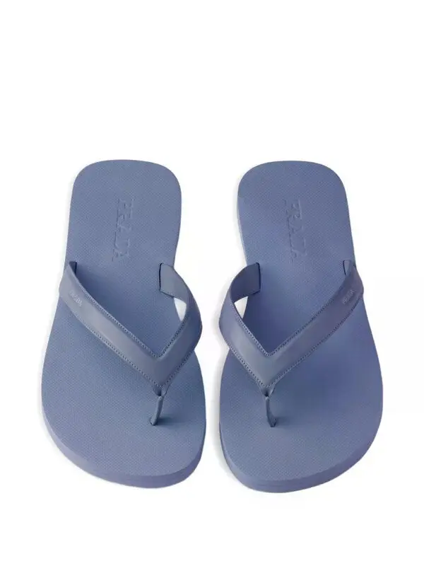 Prada Embossed Leather Flip Flops