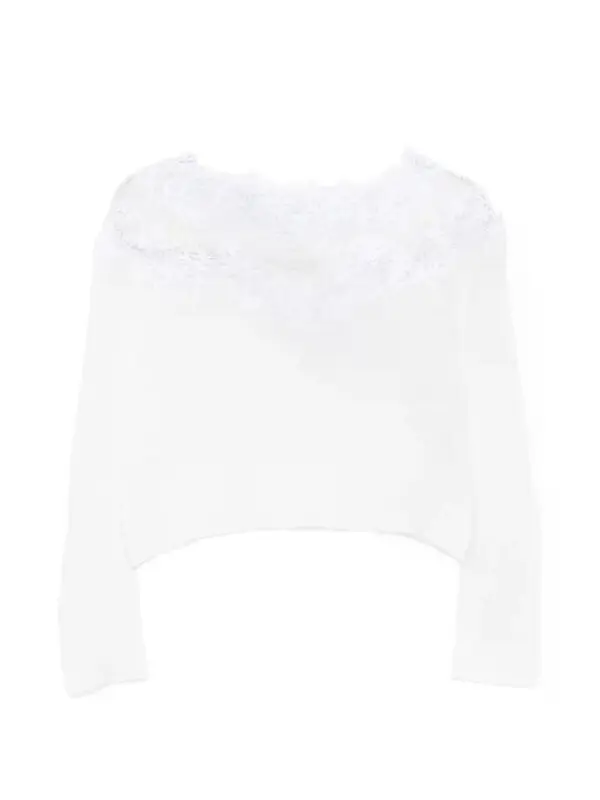 Ermanno Scervino Lace-trimmed V-neck Sweater - White