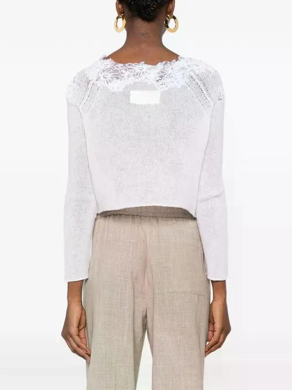 Ermanno Scervino Lace-trimmed V-neck Sweater