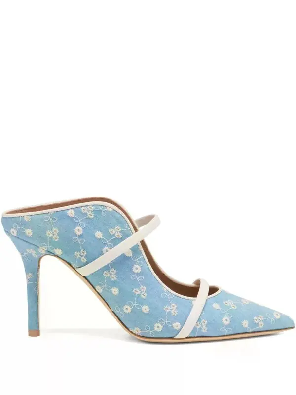 MALONE SOULIERS Maureen Floral-printed Mules - Blue