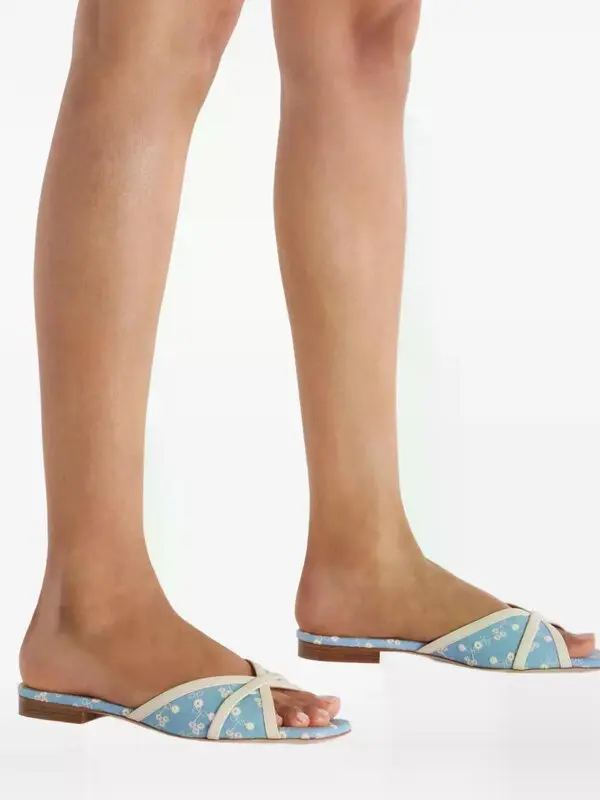 MALONE SOULIERS Perla Floral-print Sandals - Blue