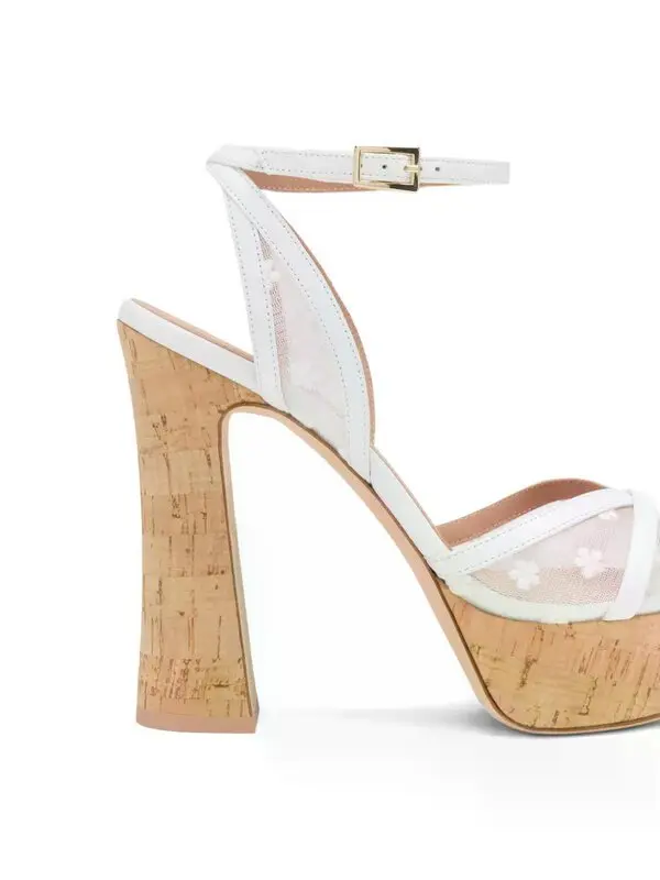 MALONE SOULIERS Sylvie Floral-embroidered Platform Sandals - White