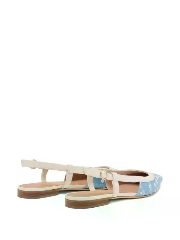 MALONE SOULIERS Tate Floral-printed Slingback Ballet Flats - Blue