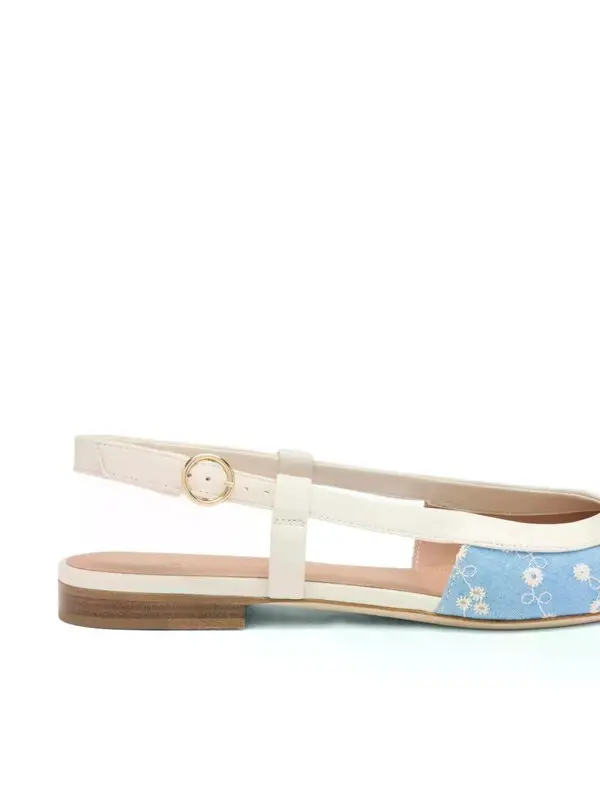 MALONE SOULIERS Tate Floral-printed Slingback Ballet Flats - Blue