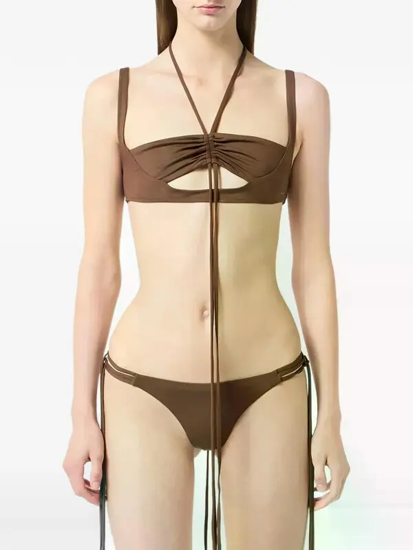 Blumarine Cut-out Detail Bikini Top - Brown
