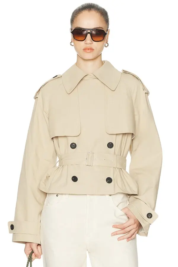 L'academie Kimmi Cropped Trench Jacket - Taupe