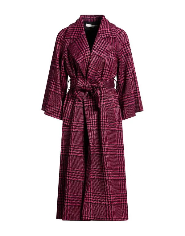 Liviana Conti Houndstooth Flannel Belted Coat