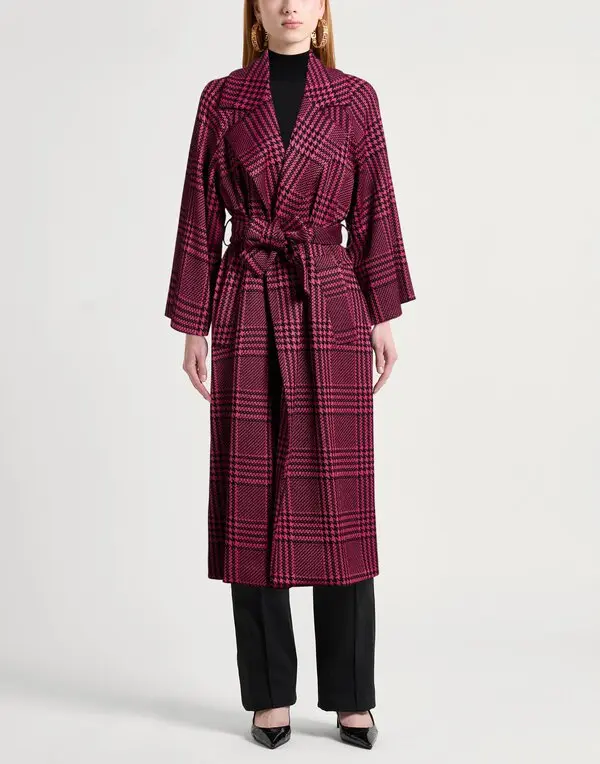 Liviana Conti Houndstooth Flannel Belted Coat