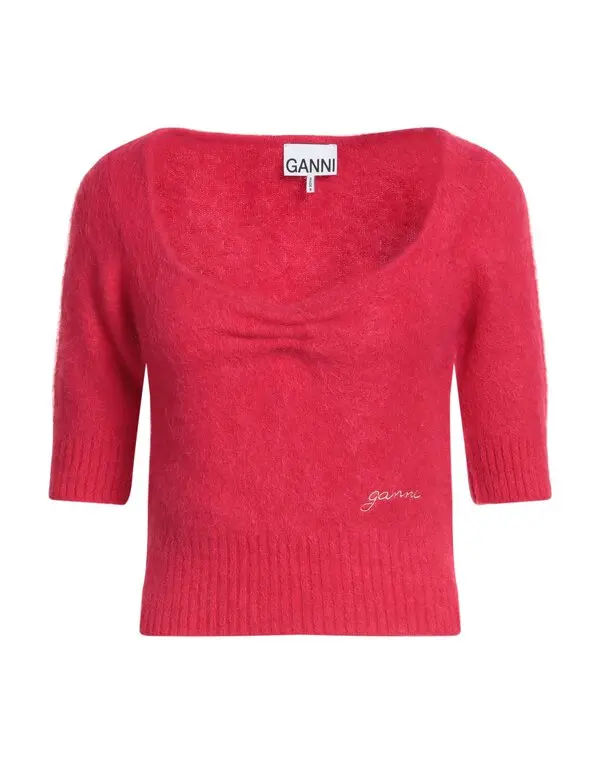 GANNI Knitted Sweater With Embroidered Logo
