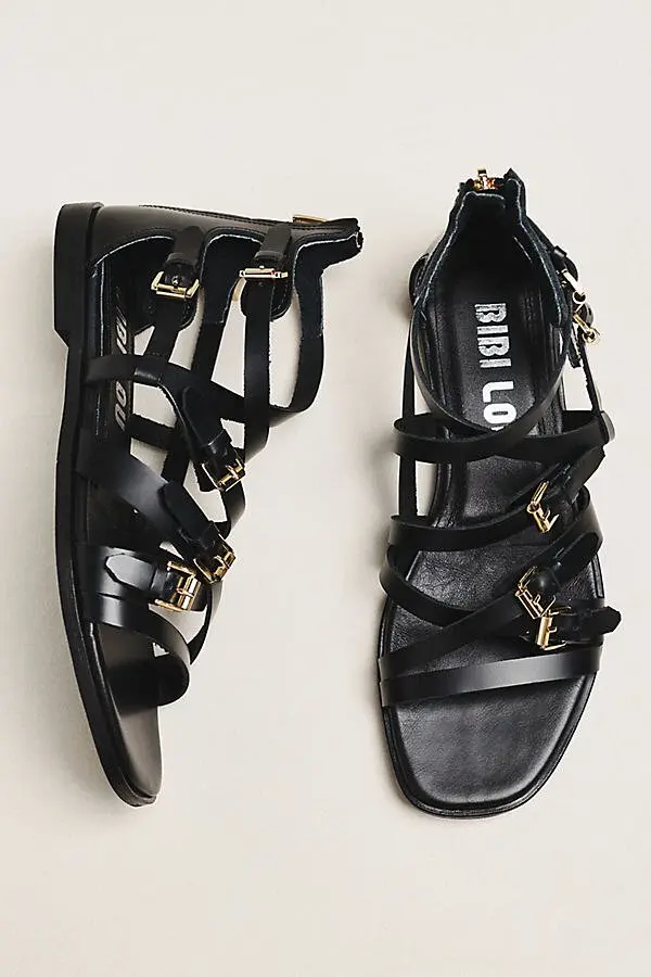 BIBI LOU Gladiator Buckle Sandals - Black