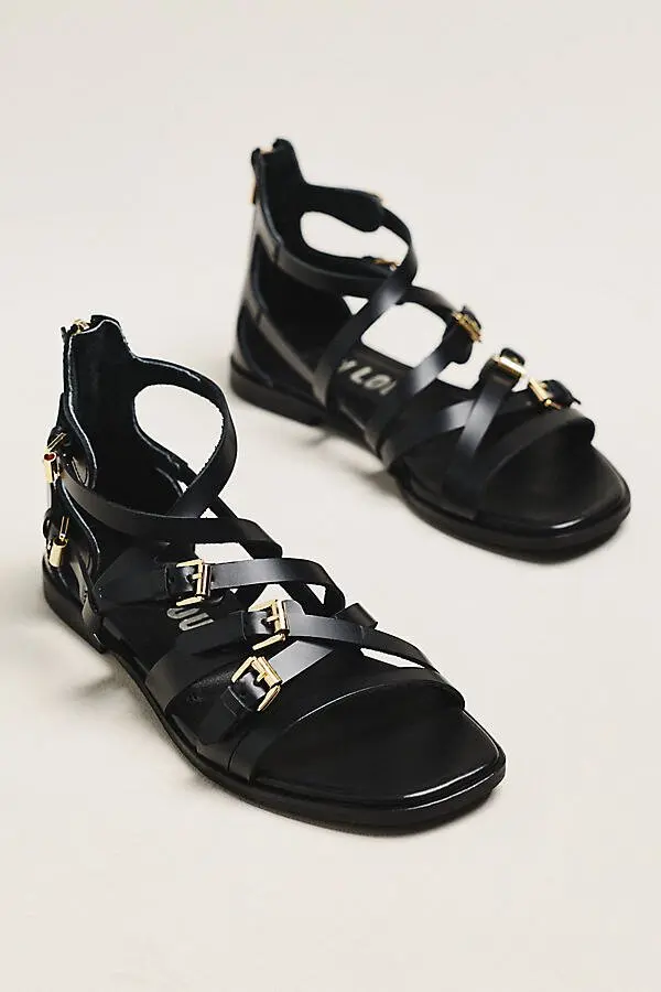 BIBI LOU Gladiator Buckle Sandals - Black