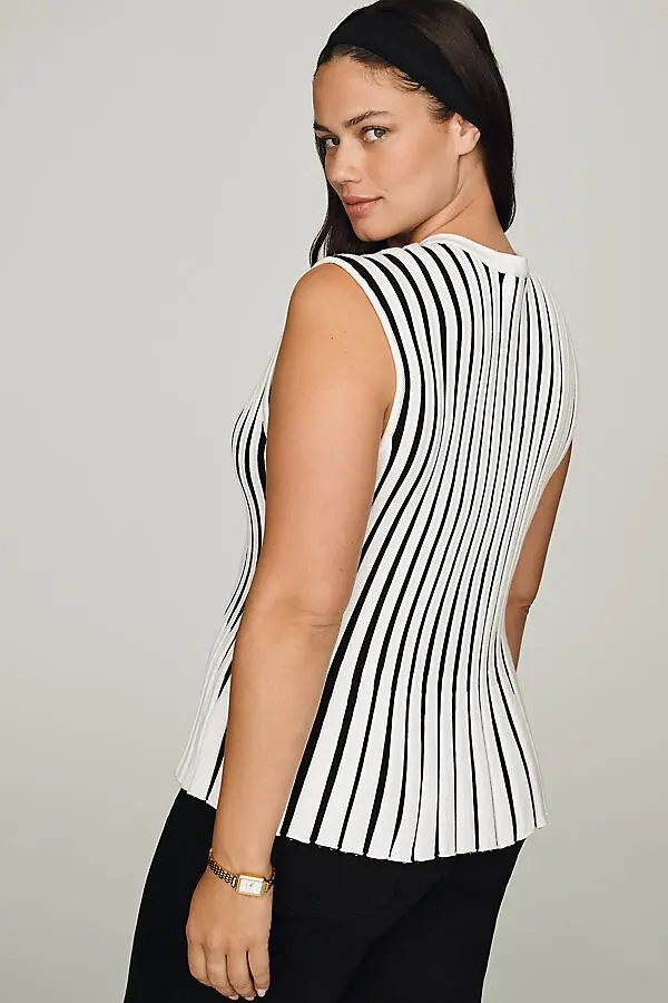 English Factory Ribbed Stripe Buttondown Sweater