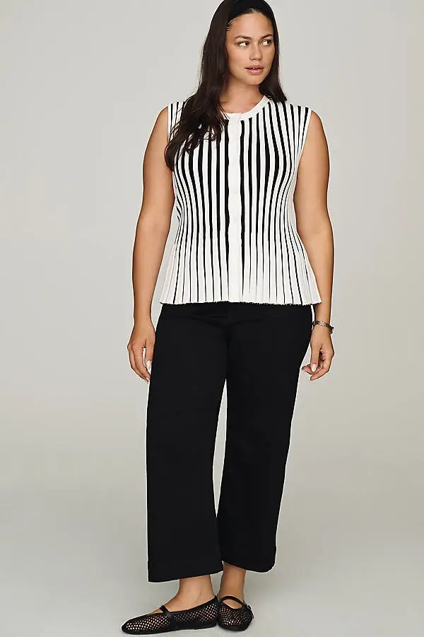 English Factory Ribbed Stripe Buttondown Sweater