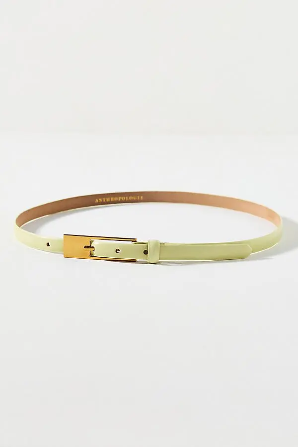 Maeve Skny Square Buckle Belt - Light Green