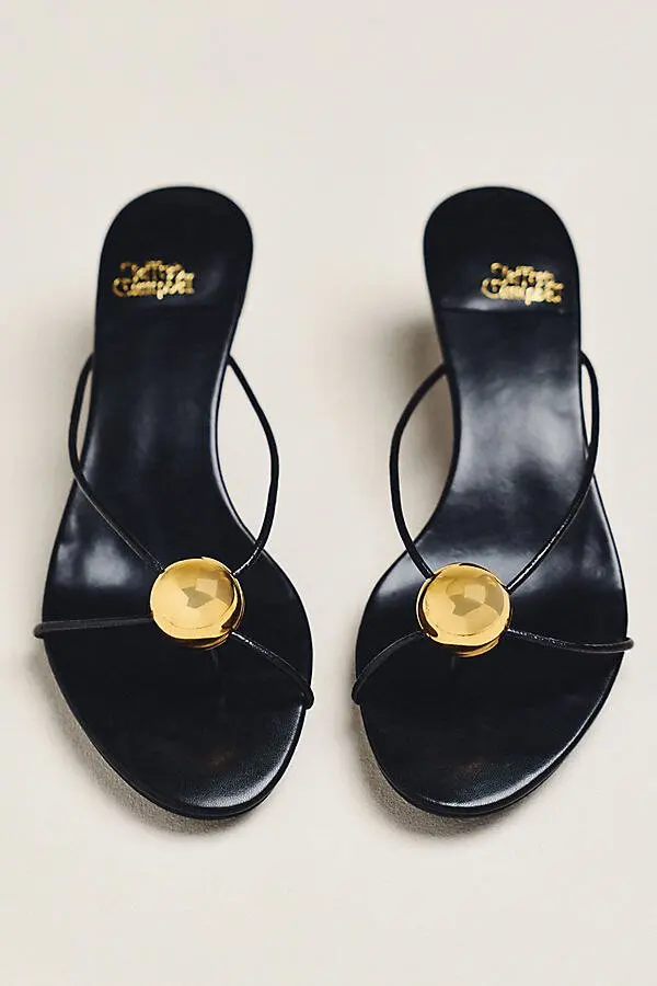 Jeffrey Campbell Preciosa Strappy Kitten Heels - Black Gold