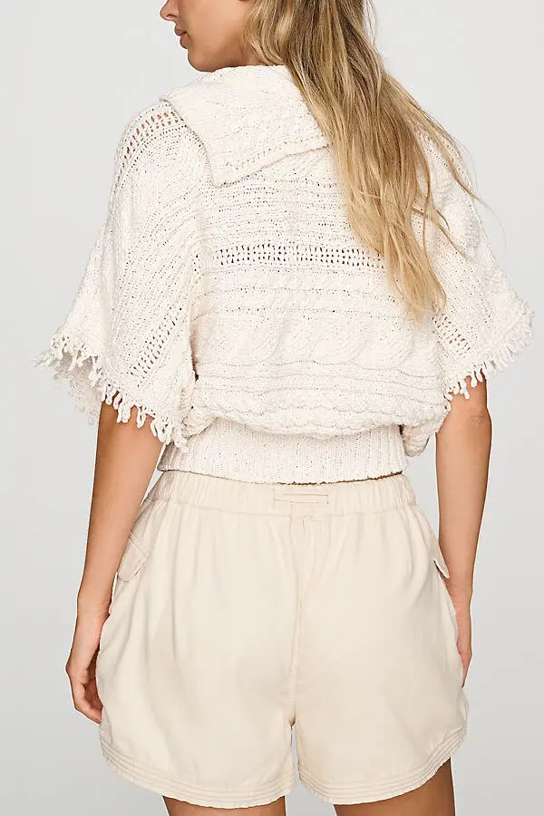 PILCRO Ruched Flight Shorts - Ivory