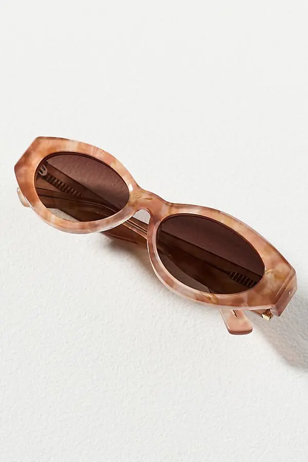 Anthropologie Oval Wrap Sunglasses - Brown Marble