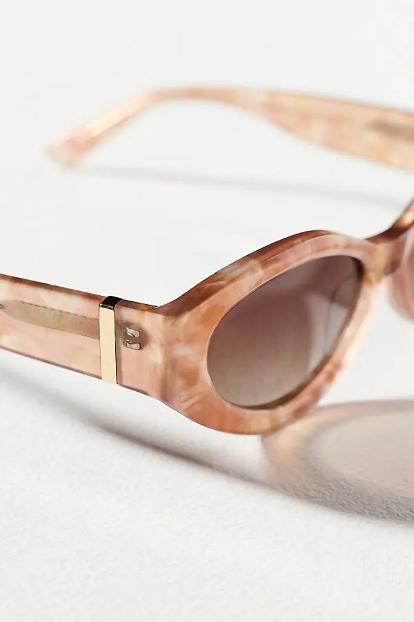 Anthropologie Oval Wrap Sunglasses - Brown Marble
