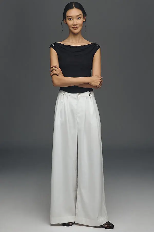 Maeve Draped Sleeveless Boat-neck Top