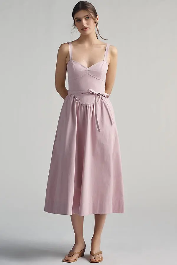 MARE MARE Cotton Seamed Midi Dress - Lilac