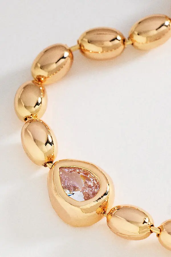 Anthropologie Beaded Crystal Bracelet - Gold